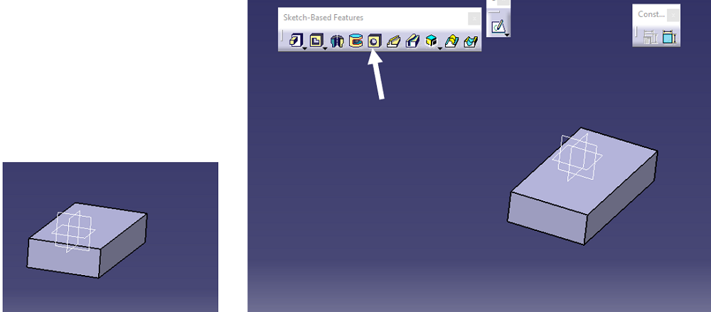 CATIA Create A Hole In A Cuboid