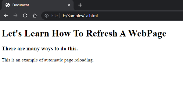 How Do I Refresh A Page Using JavaScript 