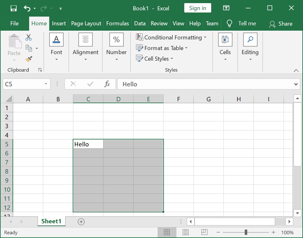 Microsoft Excel Cells