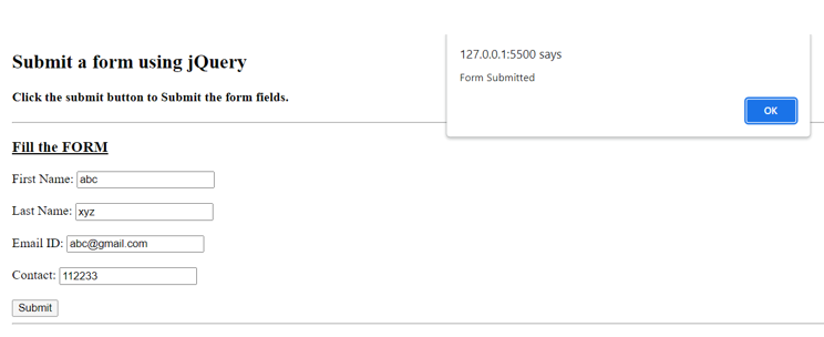 Submit A Form Using JQuery