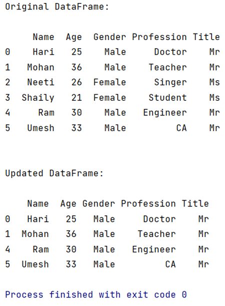 Deleting DataFrame Row In Pandas Based On Column Value