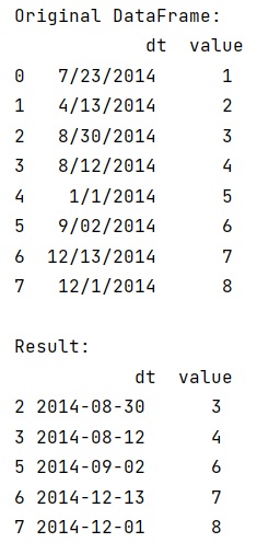 Python Filter Select Rows Of Pandas Dataframe By Timestamp Column