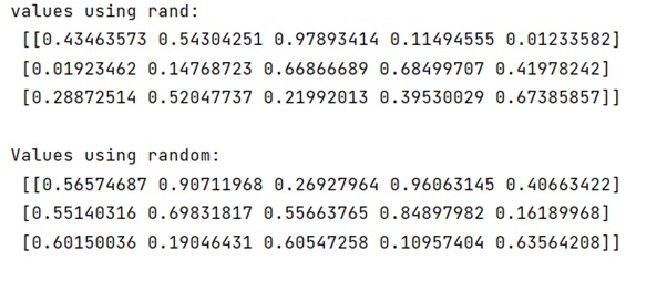 Python Numpy random rand Vs Numpy random random Methods