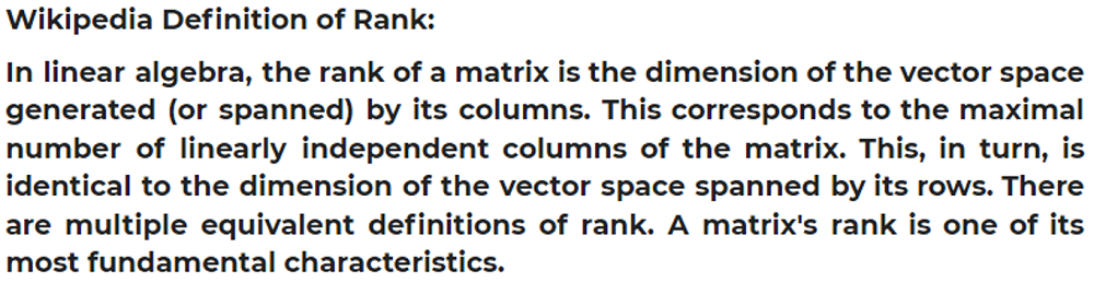 Python Rank Of A Matrix