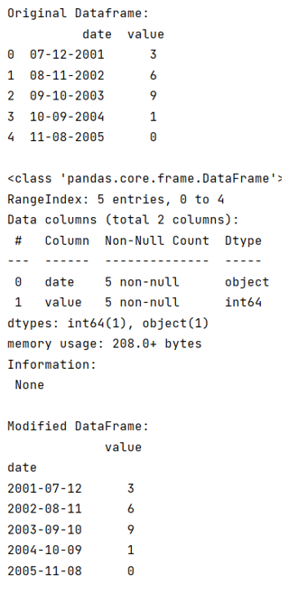 Python How To Set Column As Date Index 